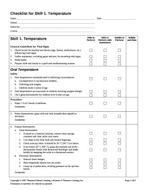 Checklist For Skill Doc Template PdfFiller