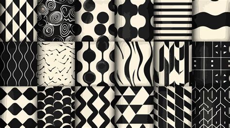 Monochrome Geometric Seamless Patterns Set Vector Premium Ai Generated Vector