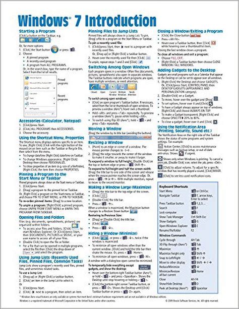 Pre Owned Windows 7 Quick Reference Guide Cheat Sheet Of Instructions