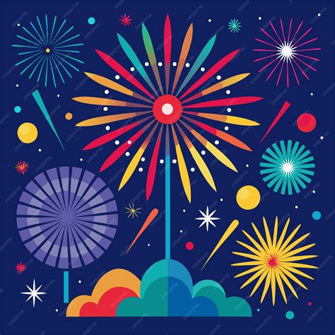 Premium Vector Colorful Fireworks Exploding In The Night Sky Graphic Design