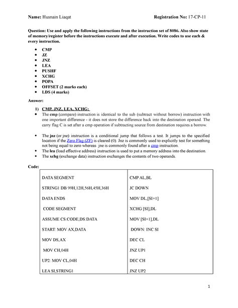 Microprocessor And Interface Assignment Related To Microprocessor Question Use And Apply