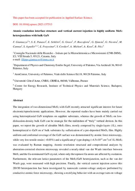 Pdf Atomic Resolution Interface Structure And Vertical Current