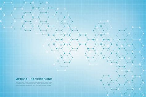 육각형와 기하학적 추상 배경입니다 분자 구조 및 통신 과학 기술 및 의료 개념 벡터 일러스트 레이 션 0명에 대한 스톡 벡터