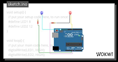 Blikanie LED Bez Delay Wokwi ESP32 STM32 Arduino Simulator