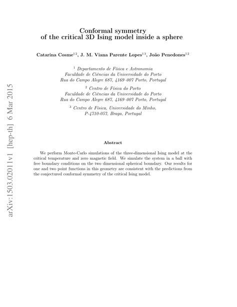 Pdf Conformal Symmetry Of The Critical 3d Ising Model Inside A Sphere