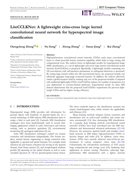 Pdf Litecclknet A Lightweight Criss‐cross Large Kernel Convolutional Neural Network For