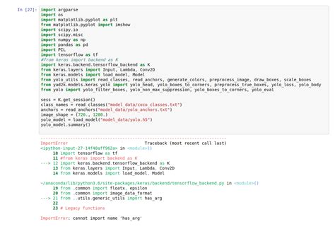 tensorflow error importing keras backend cannot import name has arg stack overflow