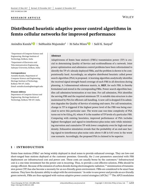 Pdf Distributed Heuristic Adaptive Power Control Algorithms In Femto