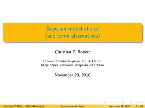 Bayesian Model Choice And Some Alternatives Ppt