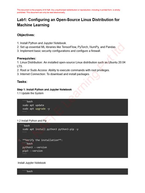 Lab 1 Configuring An Open Source Linux Distribution For Machine
