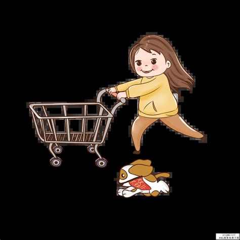 双十一促销卡通手绘小女孩与可爱小狗大抢购 Png搜索 促销购物车抢购卡通手绘双十一小女孩与小狗 花瓣网
