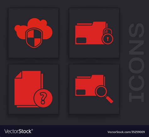 Set Search Concept With Folder Cloud And Shield Vector Image