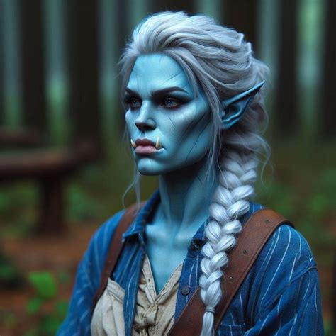 Blue Skinned Female Half Orc Dungeons And Dragons Races 5e Dnd Personnages Fantastiques