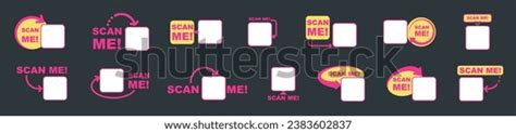 Set Qr Codes Scan Me Code Stock Vector Royalty Free 2383602837