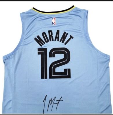 Ja Morant Signed Autographed Memphis Grizzlies Blue Jersey Bas Ebay