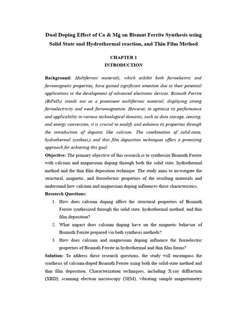 Research Proposal 2 Pdf Solid State Chemistry Thin Film