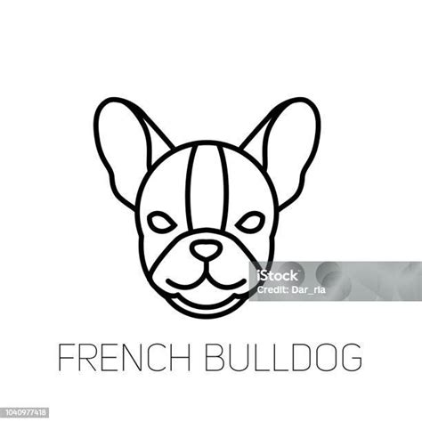 프랑스 불독 선형 얼굴 아이콘입니다 격리 개요 개 머리 벡터 개에 대한 스톡 벡터 아트 및 기타 이미지 개 개념 검은색 Istock