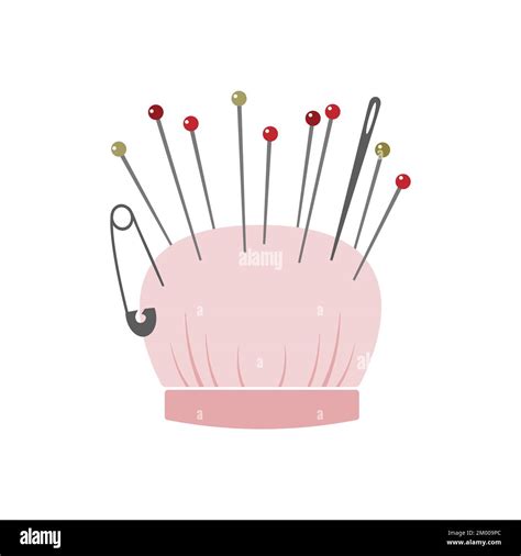 Pincushion Vector Illustration Sewing Needle And Pins Stuck On A Pin