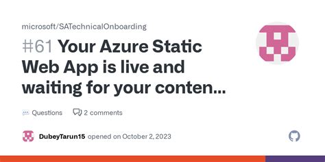 Your Azure Static Web App Is Live And Waiting For Your Content Error · Microsoft