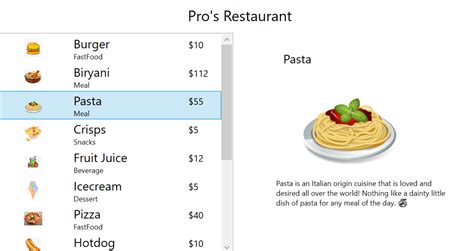 Github Procasfoodmenuwpf Wpf Concepts Used 1 Data Binding On