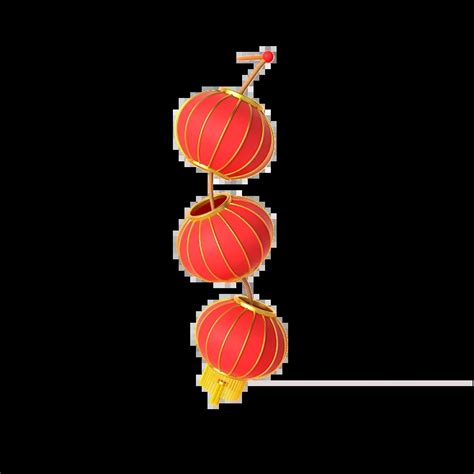 3d立体新年灯笼串png 花瓣网