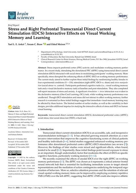 Pdf Stress And Right Prefrontal Transcranial Direct Current Stimulation Tdcs Interactive