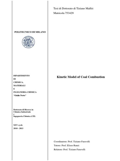 2013 Thesis Kinetic Model Of Coal Combustion Pdf Combustion Pyrolysis