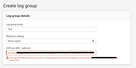 Amazon Web Services Unable To Apply Kms Key To Aws Cloudwatch Log Group Stack Overflow