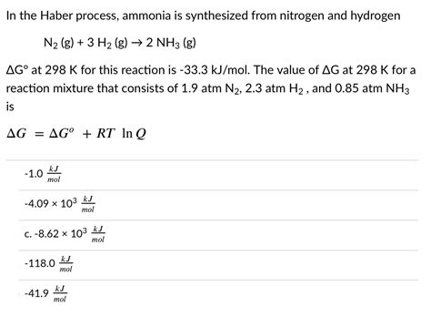 Solved In The Haber Process Ammonia Is Synthesized From Chegg