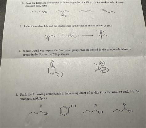 Solved 1 Rank The Following Compounds In Increasing Order