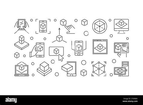 Ar Technology Vector Concept Illustration Or Horizontal Banner Made With Augmented Reality Thin