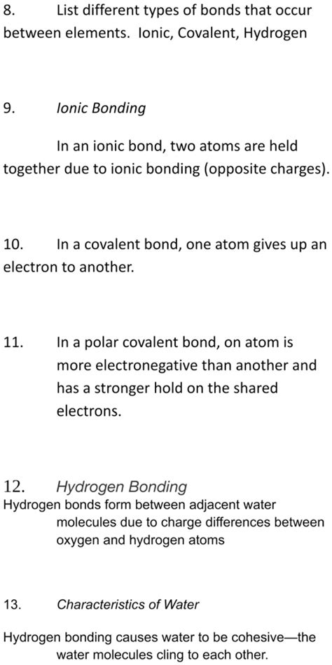 Solved Types Of Bonds Between Elements Ionic Bonding In An Ionic Bond