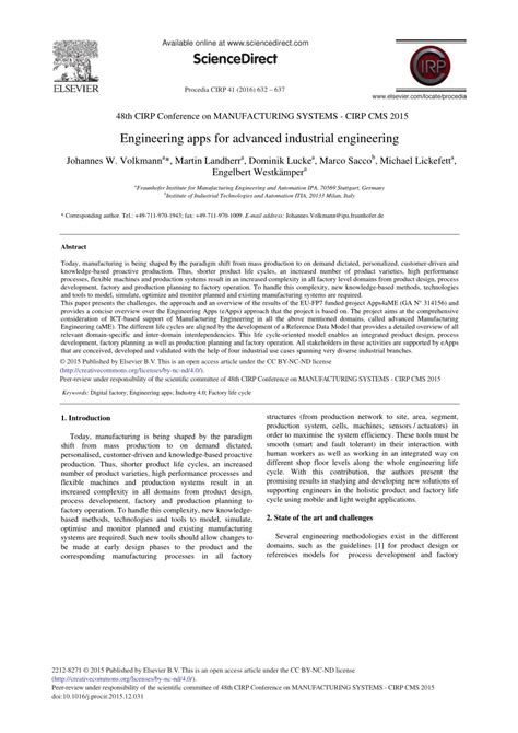 Pdf Engineering Apps For Advanced Industrial Engineering