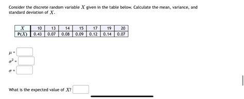 Solved Consider The Discrete Random Variable X ﻿given In The
