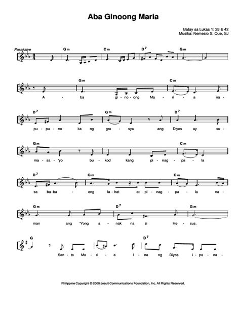 Aba Ginoong Maria Pdf