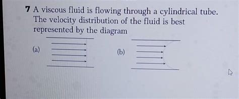 7 A Viscous Fluid Is Flowing Through A Cylindrical Tube The Velocity Dis