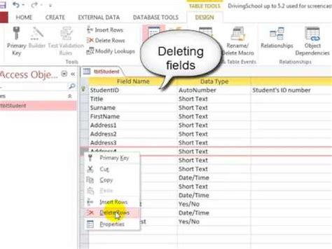 Access 13 Inserting Deleting And Moving Fields YouTube