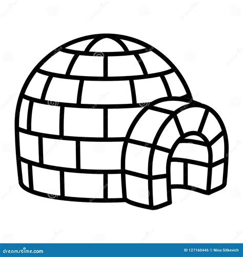 Igloo Icon Outline Style Stock Vector Illustration Of Black 127160446
