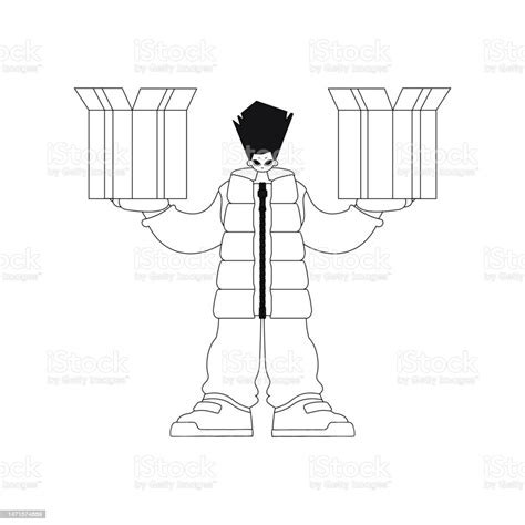 가이는 상자를 손에 들고 있습니다 패키지 배달 선형 설계 벡터 아트 곧은에 대한 스톡 벡터 아트 및 기타 이미지 곧은 공급망 나름 Istock