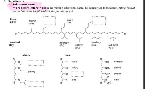 Solved 5 Substituents A Substituent Names Try Before