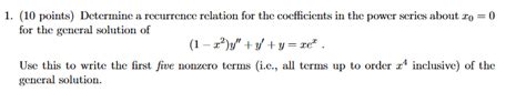 solved 1 10 points determine a recurrence relation for