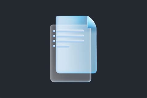 Document And Files Icon In Style Of Glassmorphism With Gradient Blur And Transparency