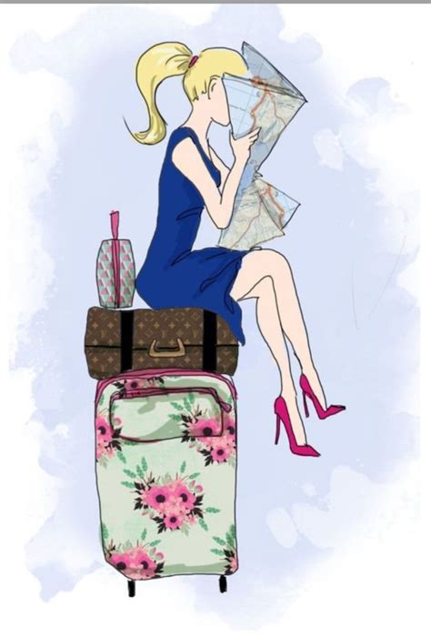 Девушка с чемоданом рисунок 60 фото