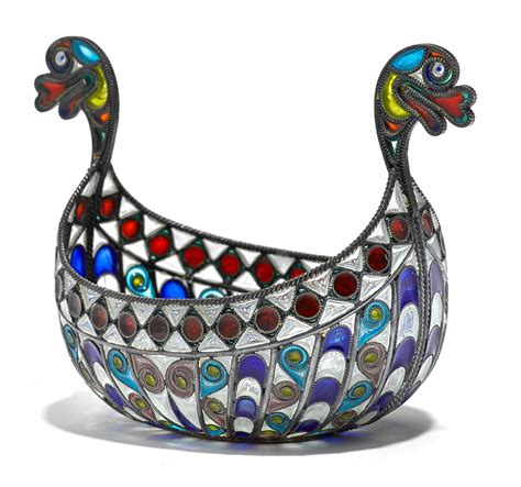 Bonhams A Marius Hammer Silver And Plique à Jour Viking Longship Open