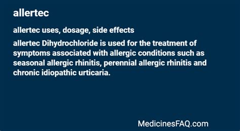 Allertec Uses Dosage Side Effects Food Interaction And Faq