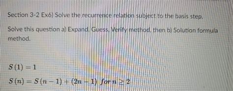 Solved Section 3 2 Ex6 Solve The Recurrence Relation