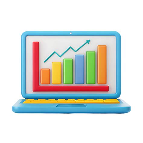 Colorful Bar Graph On Laptop Screen Growth Concept 59253810 Png