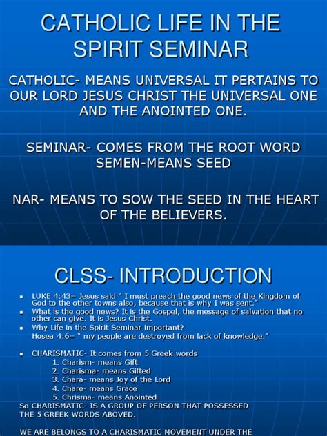 Life In The Spirit Seminar Overview Pdf Salvation Eternal Life