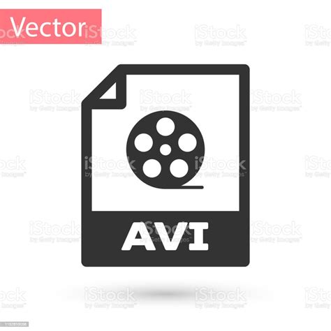회색 Avi 파일 문서 아이콘입니다 흰색 배경에 고립 된 Avi 버튼 아이콘을 다운로드 합니다 Avi 파일 기호입니다 벡터