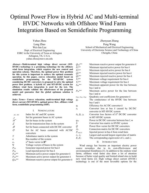 Pdf Optimal Power Flow In Hybrid Ac And Multi Terminal Hvdc Networks